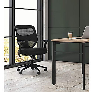HON Prominent High Back Work Mesh Computer Chair for Office Desk, (HVL531), Swivel-Tilt, Black Fabric