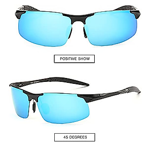 MOORAY Mens Polarized Sports Sunglasses UV Protection Sunglasses for Men Cycling Driving Fishing(Blue,Black)