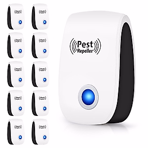 10Pack Upgraded Ultrasonic Pest Repeller Electronic Mouse Repellent Ultrasonic Plug in Rodent Repellent Indoor Sonic Electronic Plug in Pest Controlfor Insect,AntBugs,Mosquito,Rat,Spide,Cockroach