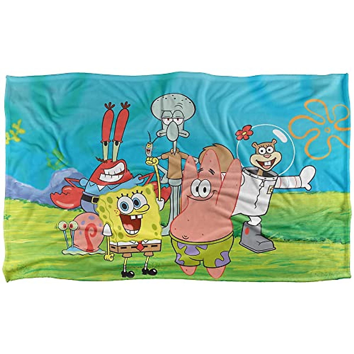 Spongebob Blanket, 36"x58" Spongebob Group Scene Silky Touch Super Soft Throw Blanket