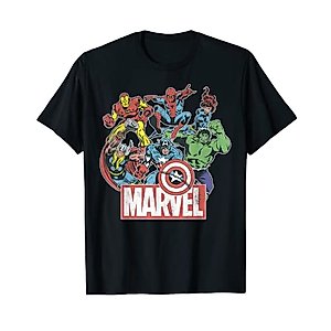 Marvel Avengers Team Retro Comic Vintage Graphic T-Shirt