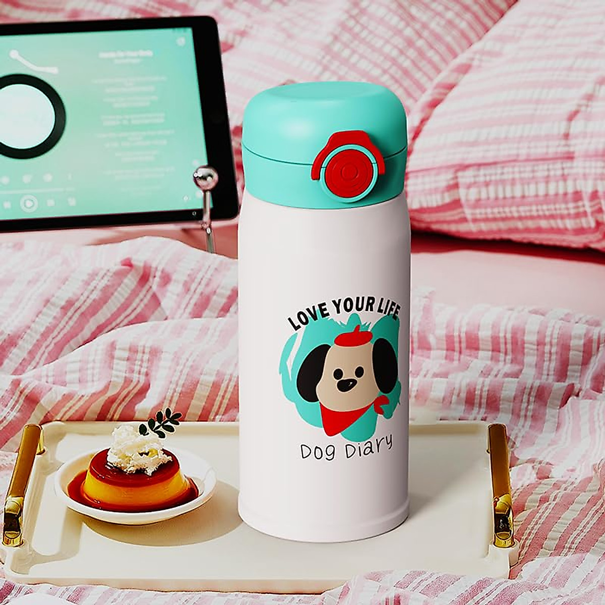 IRNATO Family Size Thermos Mug 316 Stainless Steel With Handle, Leak-proof, Can Be Freely Matched With Family Combinations, Cute Pet Logo, Easy To Carry, Full Of Flowers And Cute Pets12OZ,20OZ,40OZ