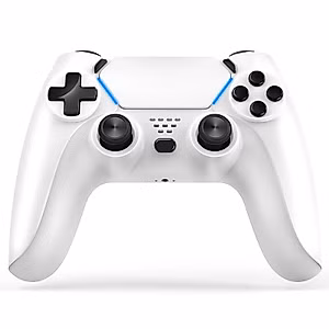PomisGam PS4 Controller Compatible for Playstation 4 / Pro / Slim / Steam, Wireless Gaming Controller with Vibration and Headset Jack, Touch Pad, and Charging Cable (White)