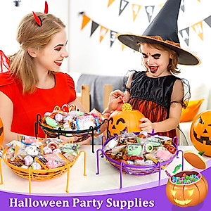 TURNMEON 6 Pcs 12.2 Inch Large Size Halloween Candy Bowls, Spider Web Bowls Halloween Decorations Black Orange Purple Halloween Bowls Trick Or Treat Halloween Candy Dish Party Table Desk Home Decor