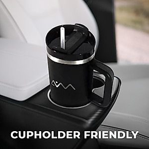 AVM 40 oz Tumbler with Handle and Straw, Vacuum Insulated Stainless Steel Travel Mug for Hot and Cold Drinks, H2.0 Flowstate Technology Quencher Tumbler with Straw and Leakproof Lid