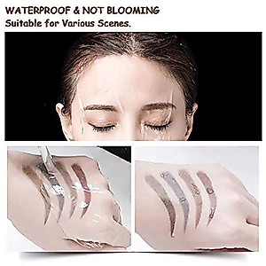 QUEMISS Eyebrow Pen Microblading 4 Fork Tip Eyebrow Pencil Creates Lasting MakeUp Professional Natural Brow Pen Cover Sparse Areas Daily Waterproof 3D Brow Pencil (04#Gray Brown)