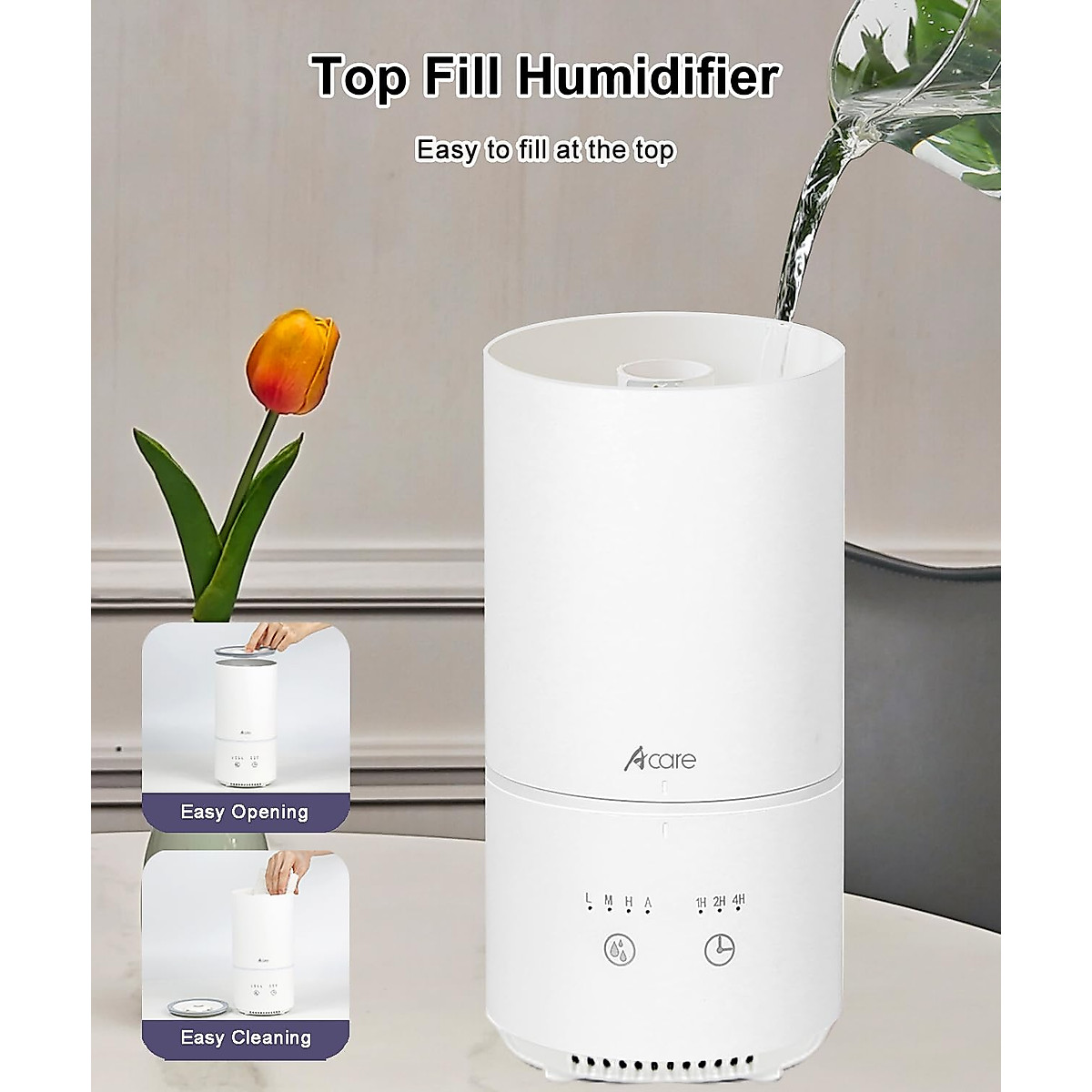 Home Humidifier for Large Room, 1000ml Essential Oil Diffuser with Timer, Top Fill Design Cool Mist Humidifier for Bedroom, Living Room, Quiet for Baby Room, Touch Button