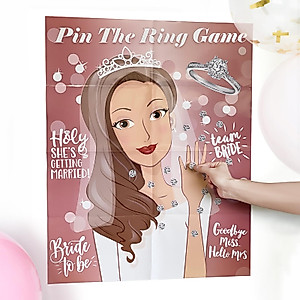 PIN THE STICKER GAME Bridal Shower Bachelorette Party Games, Pin the Ring on the Bride, Bridal Shower Wedding Engagement Shower Games 56 Guests