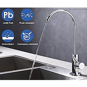 ESOW Kitchen Water Filter Faucet, 100% Lead-Free Drinking Water Faucet Fits Most Reverse Osmosis Units or Water Filtration System in Non-Air Gap, Stainless Steel 304 Body Polished Chrome Finish