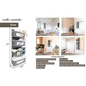Cradle Essentials Over Door Hanging Organizer | Storage Caddy for Newborn and Baby Items, Stuffed Animals | Large Pockets with Clear Windows for Nursery, Mudroom, Bathroom, Laundry, Pantry, Closet