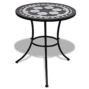 shubiao Bistro Table Black and White 23.6" Mosaics Table, Patio Table Decor, Mosaics Table Outdoor, Mosaics Plant Stand