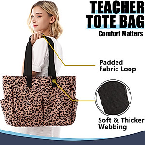 PAMLIAPY Teacher Tote Bag with 13 Pockets, Large Nurse bag for Work, Tote Bag for Women Fits 15.6" Laptop, Utility Tote with Zipper Closure, Sturdy Nursing bag, Waterproof Work Tote with Thick Bottom