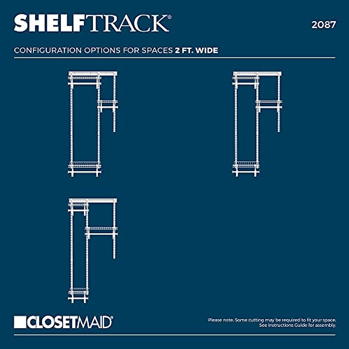 ClosetMaid 2087 ShelfTrack 2ft. to 4ft. Adjustable Closet Organizer Kit, White