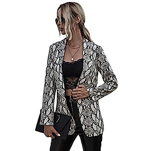 Floerns Women's Long Sleeve Open Front Snakeskin Print Blazer Outerwear Multicolor-4 XL