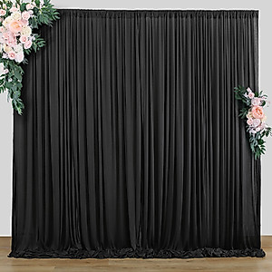 10 ft x 7 ft Wrinkle Free Black Backdrop Curtain for Parties, Polyester Black Photo Backdrop Drapes for Graduation Birthday Wedding Party Stage Curtains, Black Background Curtains for Backdrop Stand
