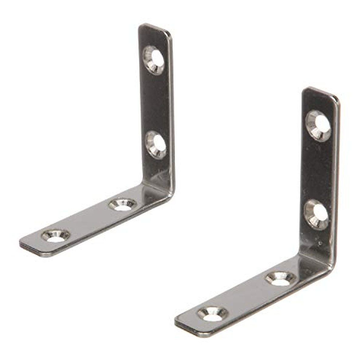 Seachoice Marine-Grade 90-Degree Angle Bracket, Polished 304 Stainless Steel, 2-3/8 in. X 1/2 in., Pack of 2