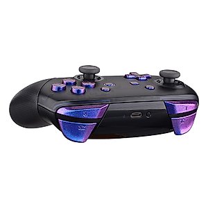 eXtremeRate Purple Blue Chameleon Repair ABXY D-pad ZR ZL L R Keys for Nintendo Switch Pro Controller, DIY Replacement Full Set Buttons with Tools for Nintendo Switch Pro - Controller NOT Included