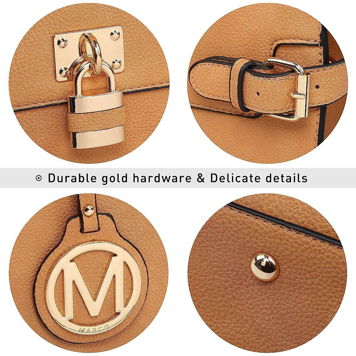 MKP Women Fashion Satchel Handbags and Purses Ladies Top Handle Tote Work Shoulder Bags with Matching Wristlet Wallet (Tan)