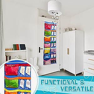 2 Pcs Daily Activity Kids Clothes Organizer Rainbow Weekly Hanging Closet Portable Kids Clothes Storage Prepare and Organize a Week’s Worth of Your Children's Clothing Organizer for Room (Blue)