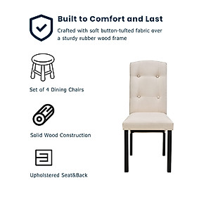 LZ LEISURE ZONE Dining Table Set, Solid Wood 5-Piece Dining Set with Faux Marble Tabletop and Upholstered Dining Chairs for 4, Dining Room Sets, White+Beige