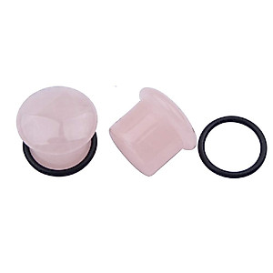 Single Flared Rose Rose Quartz Ear Gauges Plugs Tunnels Expanders Natural Stone Earrings Piercing Jewelry (00g(10mm))