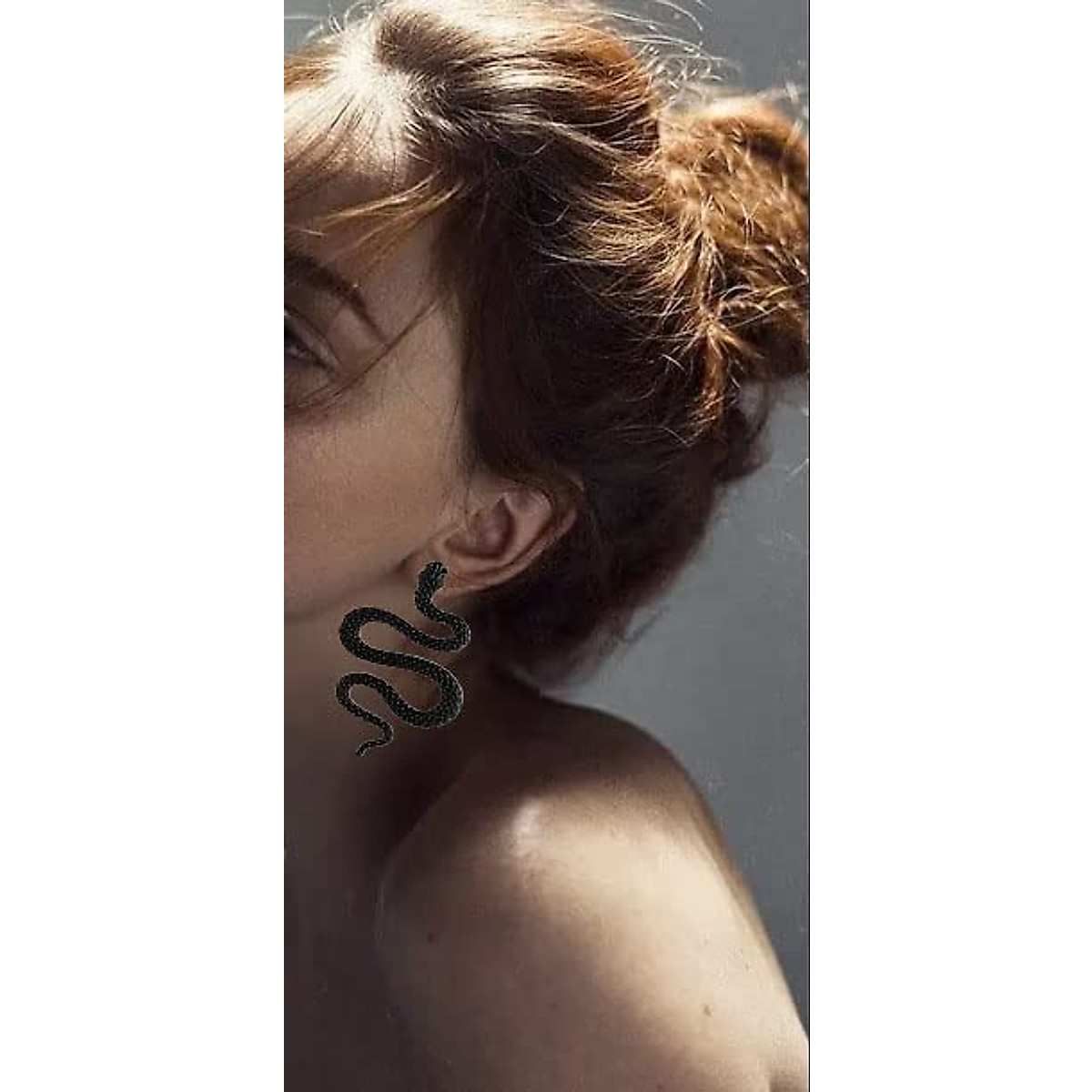 Halloween Eygption Snake Earrings Vintage Long Serpent Dangle Earrings Snake Animal Thanksgiving Jewelry Gift (D：black)