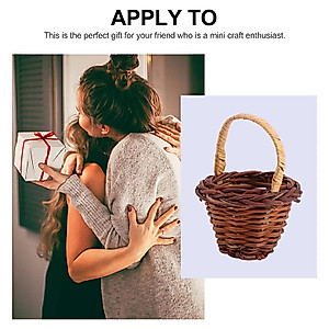 20pcs Decorative Mini Flower Basket Wedding Candy Basket Wood Woven Basket Fruit Picnic Food Basket for Wedding Party Favors Kitchen Light Yellow