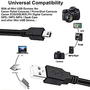 Alitutumao Replacement TI-84 Plus Charging Cable Camera USB Cable Data Interface Cord Compatible with Canon PowerShot EOS DSLR Cameras, TI-84 Plus, TI-84 Plus C Silver Edition, TI 89 Titanium