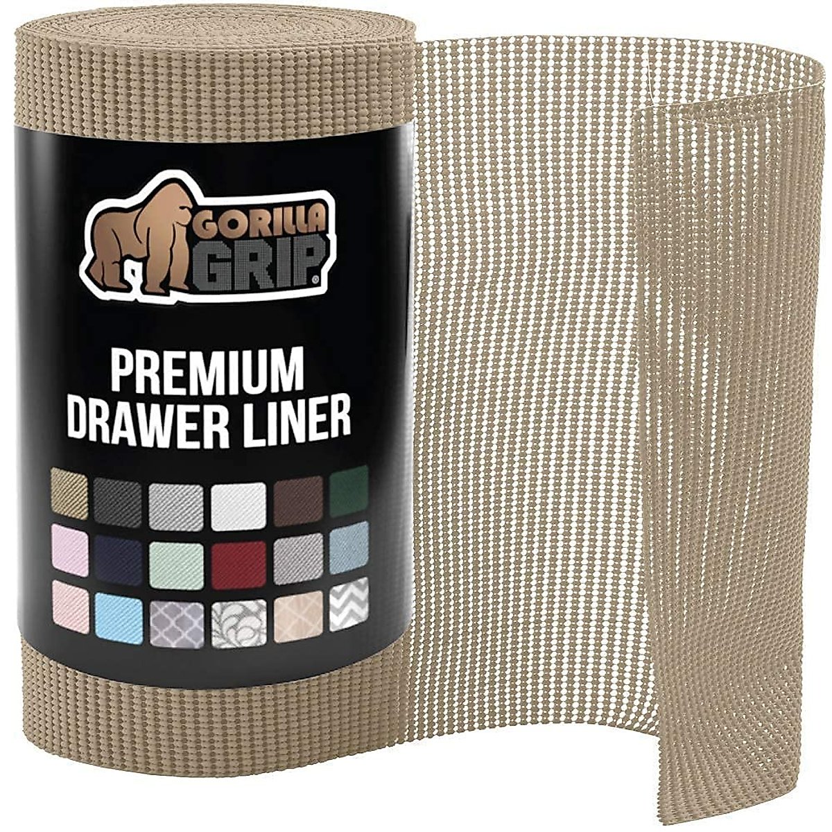 Gorilla Grip Drawer Liner and Under Sink Mat, Drawer Liner Size 17.5x20 in Beige, and Under Sink Mat Size 24x30 in Charcoal, 2 Item Bundle