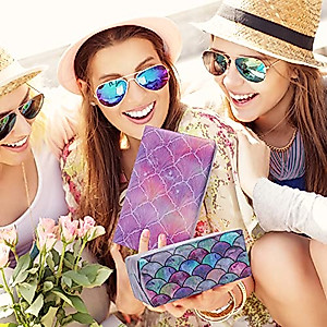 BULKYTREE Birthday Wrapping Paper with Cut Lines for Girls Boys Kids Women Men - 3 Large Sheets Galaxy Mermaid Scale Scallop Gift Wrap for Graduation Anniversaries - 27 Inch X 39.4 Inch Per Sheet