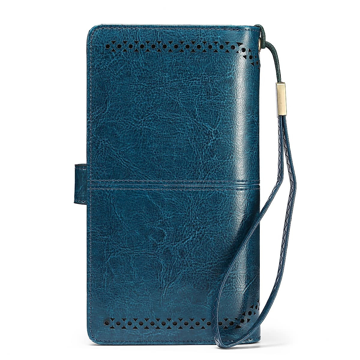 MANBANG Wallets for Women Leather Credit Card Holder with RFID Blocking Large Capacity Wristlet (Blue)