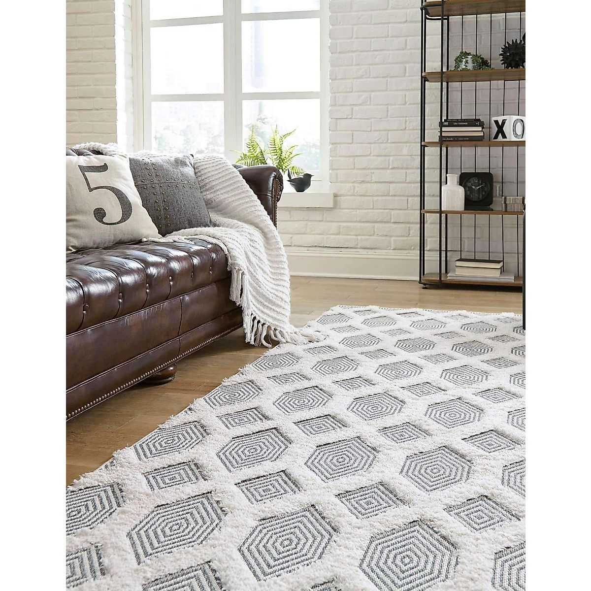 Unique Loom Casa Collection Area Rug - Havana (9' 10" x 12' 2" Rectangle, Anthracite Gray/ Ivory)