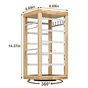 X-cosrack 360° Rotating Earring Holder and Jewelry Organizer Stand, 7 Tiers Earring Display with Ring Tray, 210 Holes for Stud Earring Organizer, Jewelry Holder Rack for Necklace Bracelets Ring Girls