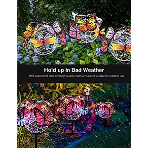 Aiscool Solar Lights Outdoor Butterfly Lights Garden Decorative Solar Stake Lights with Butterflies Decor Powered Waterproof for Garden Yard Pathway 2 Pack