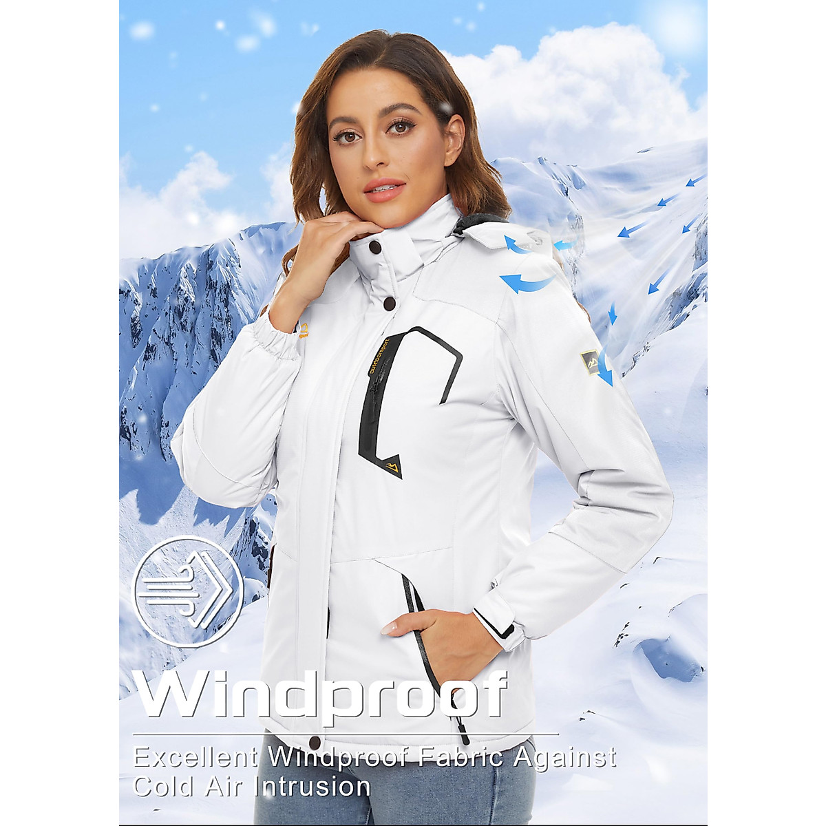 TACVASEN Winter Jacket Women Waterproof Ski Jacket Warm Snow Coat Fleece Jacket Women Windproof Rain Windbreaker