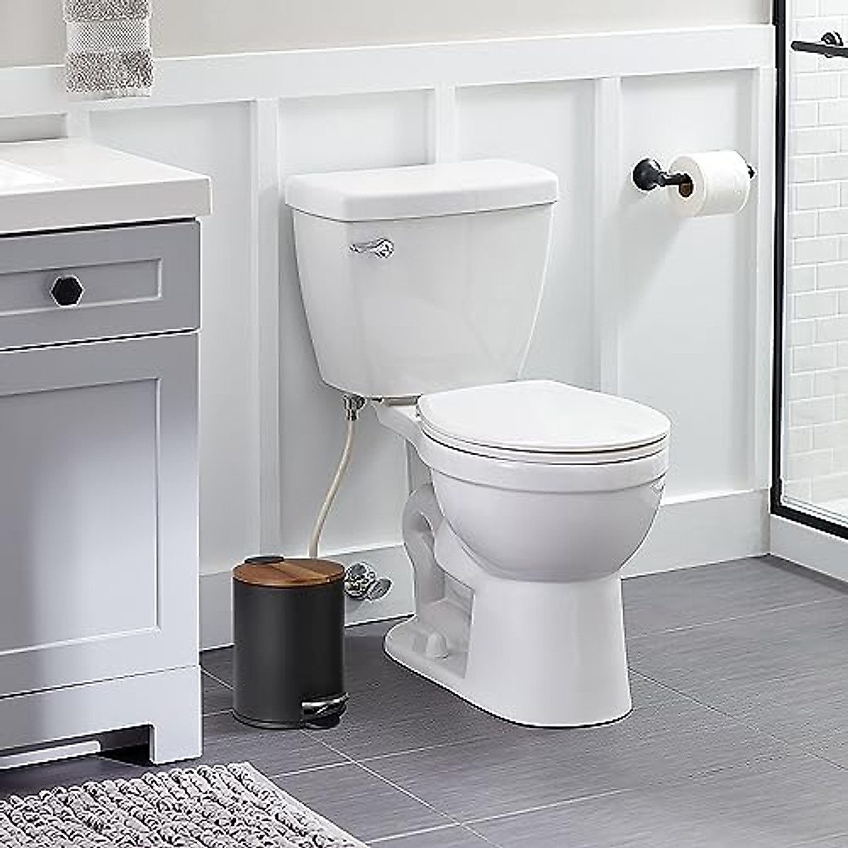 SunnyPoint Extra Small Trash Can (3 Liter /0.8Gallon) with Plastic Inner Bucket; Bathroom, Office,Kitchen and Bedroom Step On and Slow Close (BLK); Inner Bucket Size: 6.1" D X 7.2" H