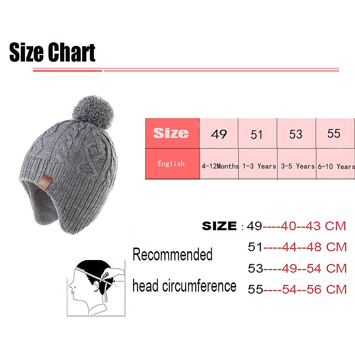Moon Kitty Baby Hats Toddler Beanies for Boys 6-12Months Gray