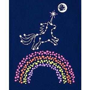 The Children's Place Girls' and Toddler Long Sleeve Top and Pants Snug Fit 100% Cotton 2 Piece Pajama Set, Glow Unicorn-Baby