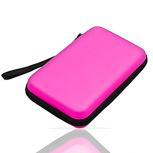 ADVcer 3DS Case, EVA Waterproof Hard Shield Protective Carrying Case with Detachable Hand Wrist Strap Compatible with Nintendo New 3DS XL, New 3DS, 3DS, 3DS XL LL, DSi, Dsi XL, DS, DS Lite (Fuchsia)
