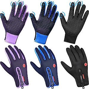 3 Pairs Outdoor Winter Touchscreen Gloves Windproof Waterproof Gloves Thermal Glove for Running Hiking Climbing for Men&Women (Large)
