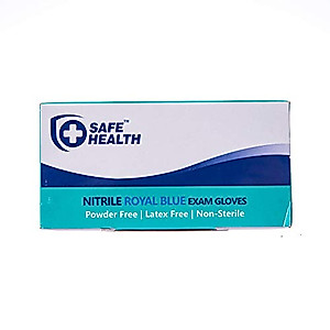 Safe Health Blue Nitrile Exam Gloves, 100-Count S M L XL, 3.5 Mil Free of Powder-Latex, Disposable-Textured, Clinic-Office-Daily, Medical, First-Aid, Clinics, Medium (M) Box 100, FIY1062G