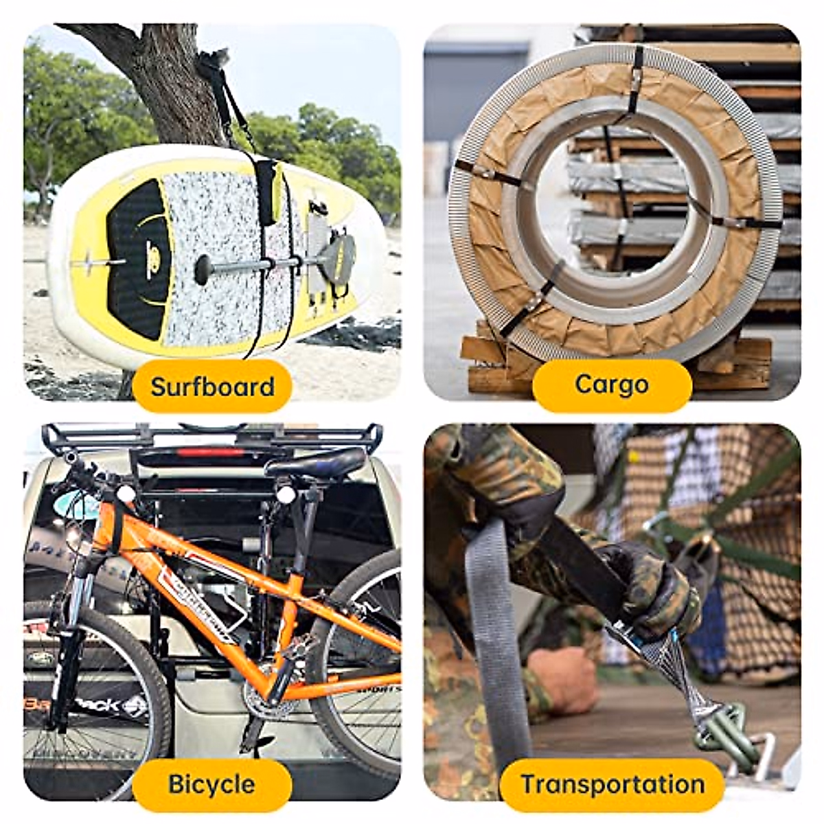 Tinup Webbing 2 Inch Strap Black, Nylon Climbing Webbing Straps 1 Inch Wide, Polypropylene Lawn Chair Webbing Replacement for Indoor or Outdoor Gear, DIY Crafting，Pet Leash