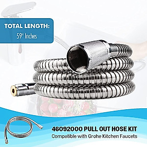 Pull Down Kitchen Faucet Hose Faucet Extender 46092000, Sink Hose Attachment for Faucet for Grohe Kitchen Faucets, Alira and Ladylux and Euro Plus, 59" Inches Chrome Finish