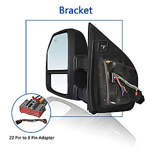 JZSUPER 2015 2016 2017 2018 2019 2020 Towing Mirrors fit for Ford F150 Pickup Truck with Turn Signal Light Temperature Sensor Power Heated Chrome Cap