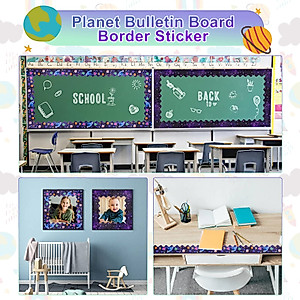 2 Rolls Bulletin Board Borders,100 ft Galaxy Scalloped Borders Trim for Bulletin Boards, Desks, Lockers, Home, School or Classroom Decor (Starry Sky and Outer Space)