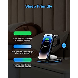 ZUBARR Foldable Wireless Charger for Multiple Devices 3 in 1 Wireless Charging Station for iPhone13 12 11/Pro/Mini/XS/XR,Wireless Charging Stand for Apple Watch SE/7/6/5/4/3/2, AirPods Wireless/Pro