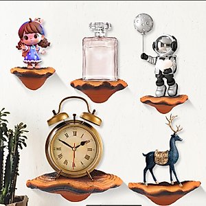 DNAMYJME 5Pcs Mushroom Floating Shelves Reishi Shaped Mushroom Shelf Wall Decor Cute Resin Mushroom Hanging Shelf for Bedroom Cottage Core Corner Wall Decor Gecko Reptile Tank Accessories, 1