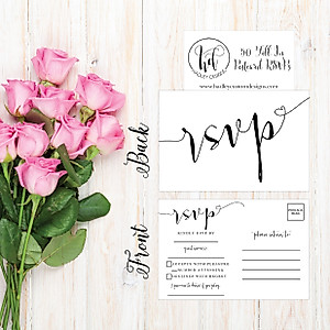 50 Blank RSVP Cards, RSVP Postcards No Envelopes Needed, Response Card, RSVP Reply, RSVP for Wedding, Rehearsal Dinner, Baby Shower, Bridal Shower, Birthday, Engagement, Bachelorette Party Invitations