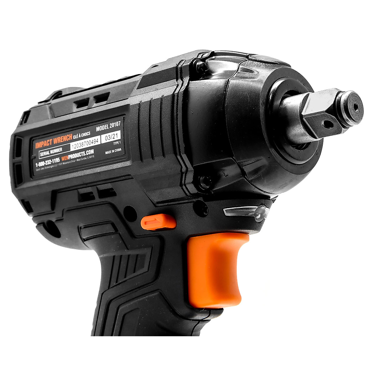 WEN Cordless Impact Wrench, Brushless with 20V Max 2.0 Ah Lithium-Ion Battery and Charger (20107)