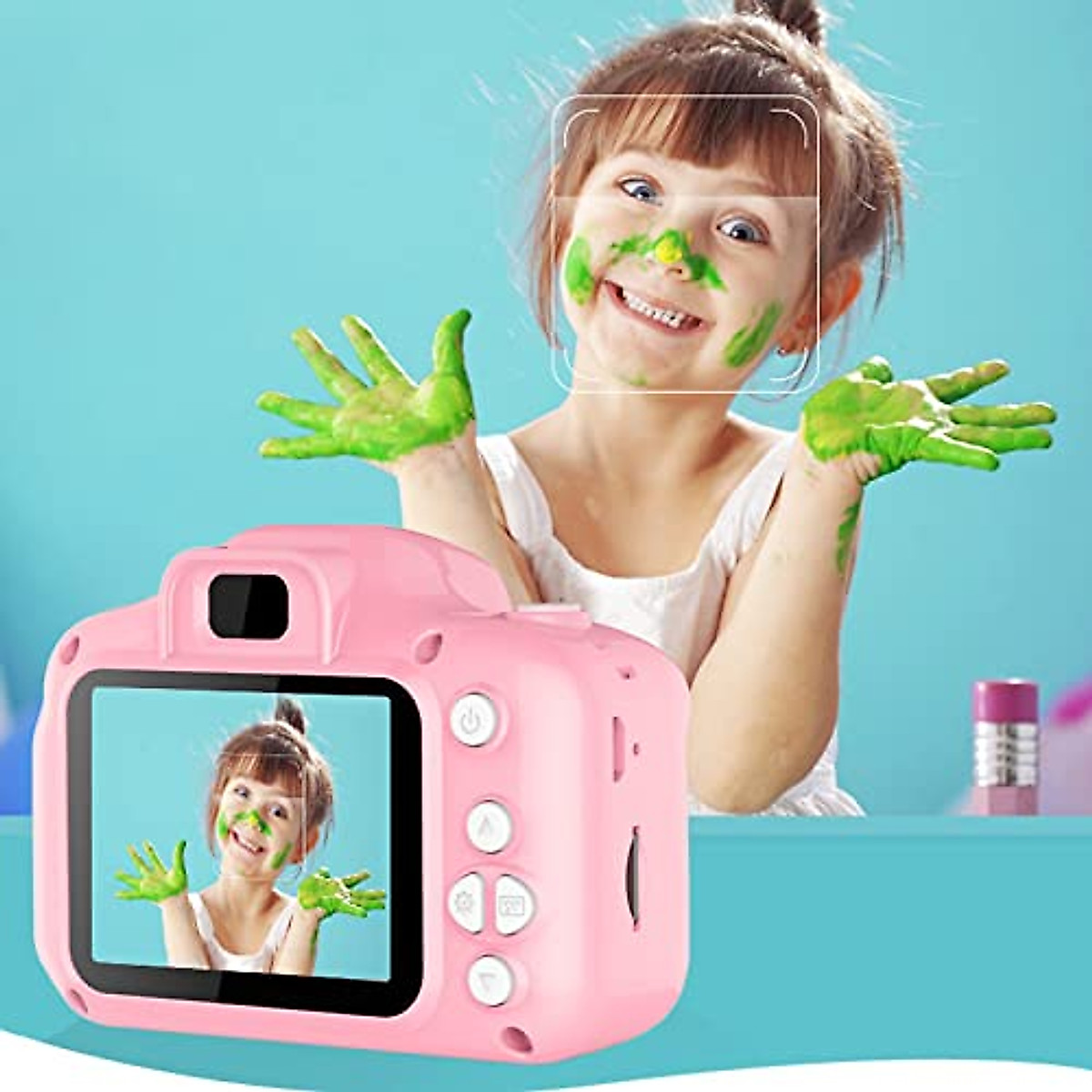 Mini Camera Toy Camera Children's Mini Camera Children's Selfie Camera Shock-Proof Camera (Pink)